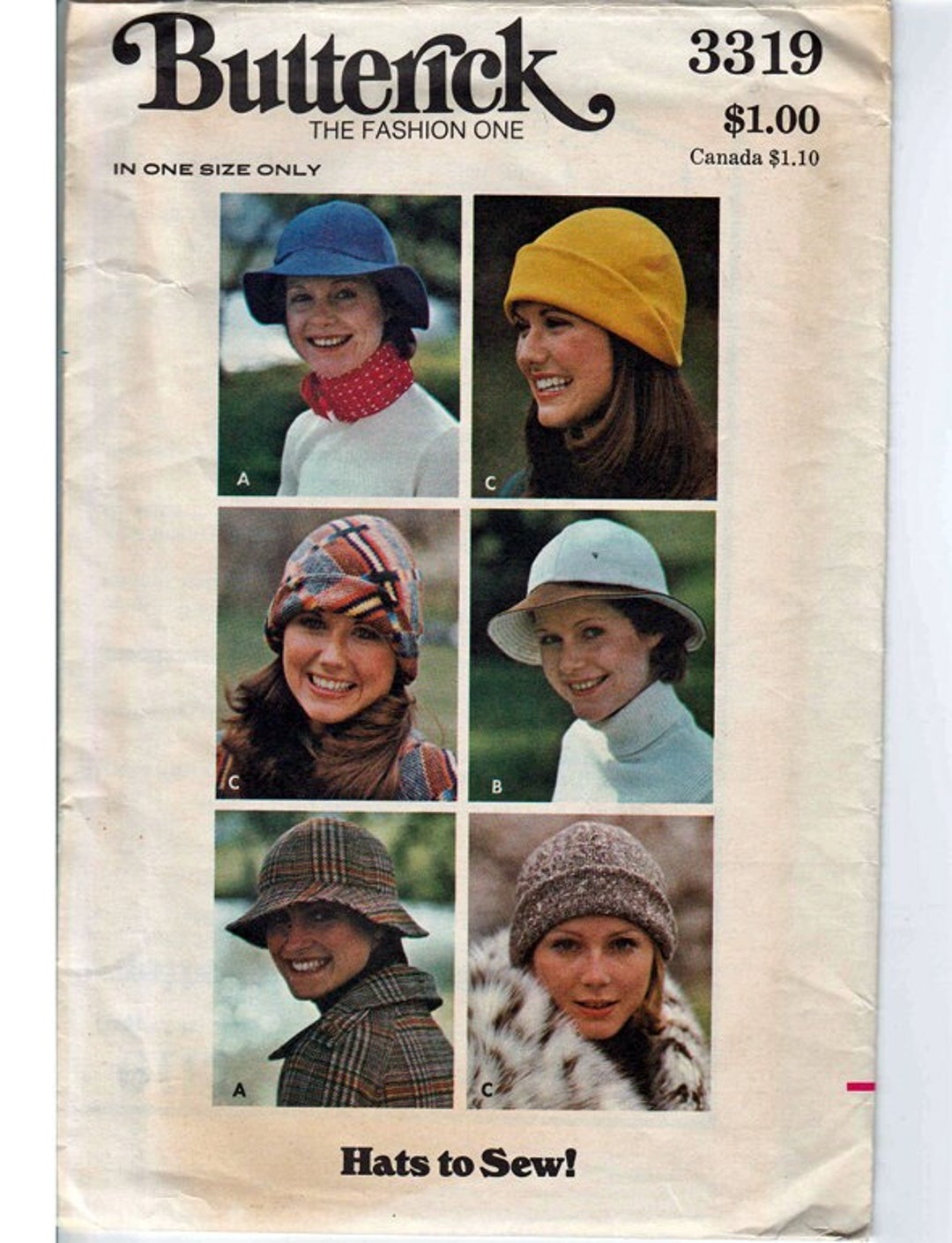 Misses Hats / Original Butterick Uncut Sewing Pattern 3319 - Etsy