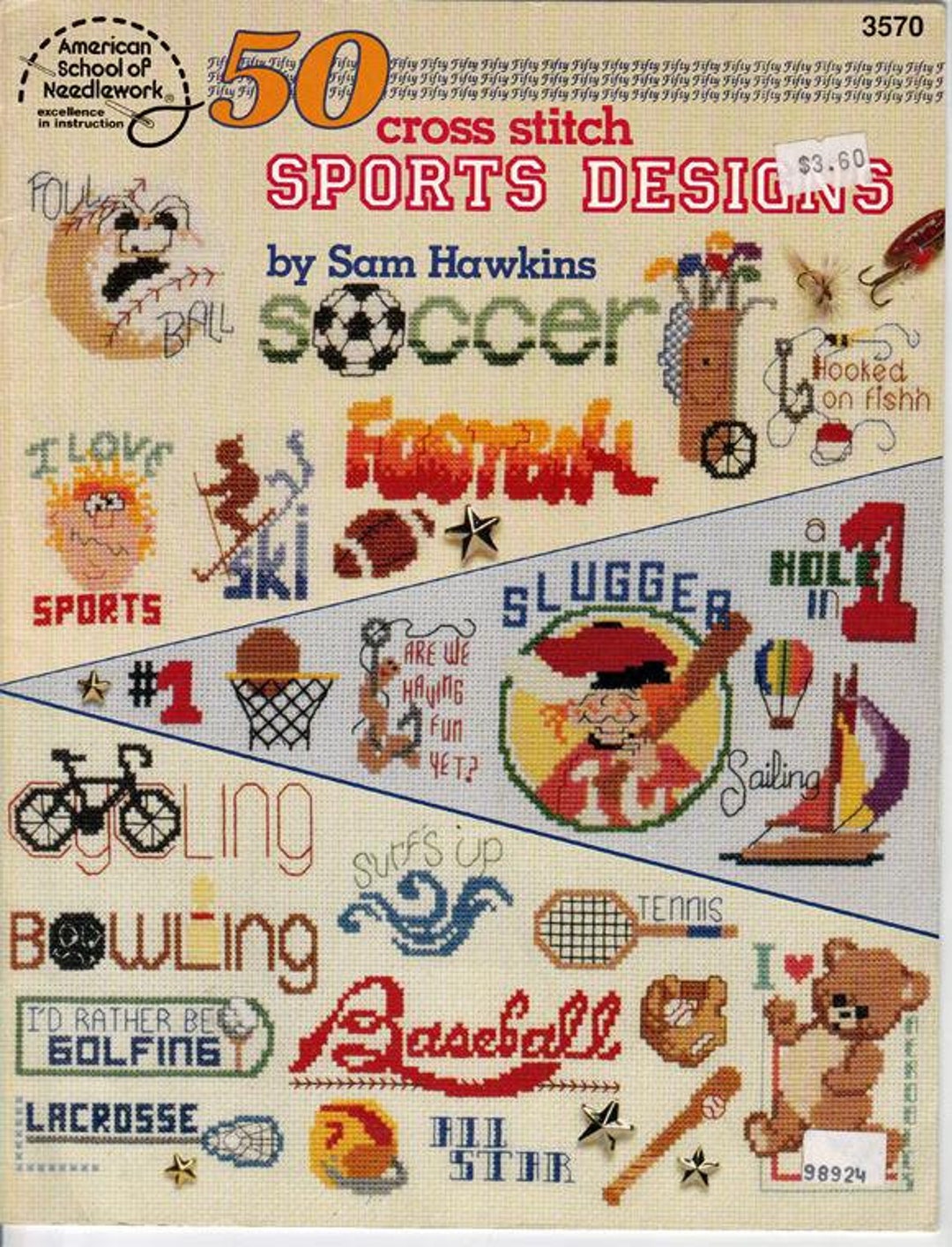 50 Sports Designs Counted Cross Stitch Pattern Book American School of ...