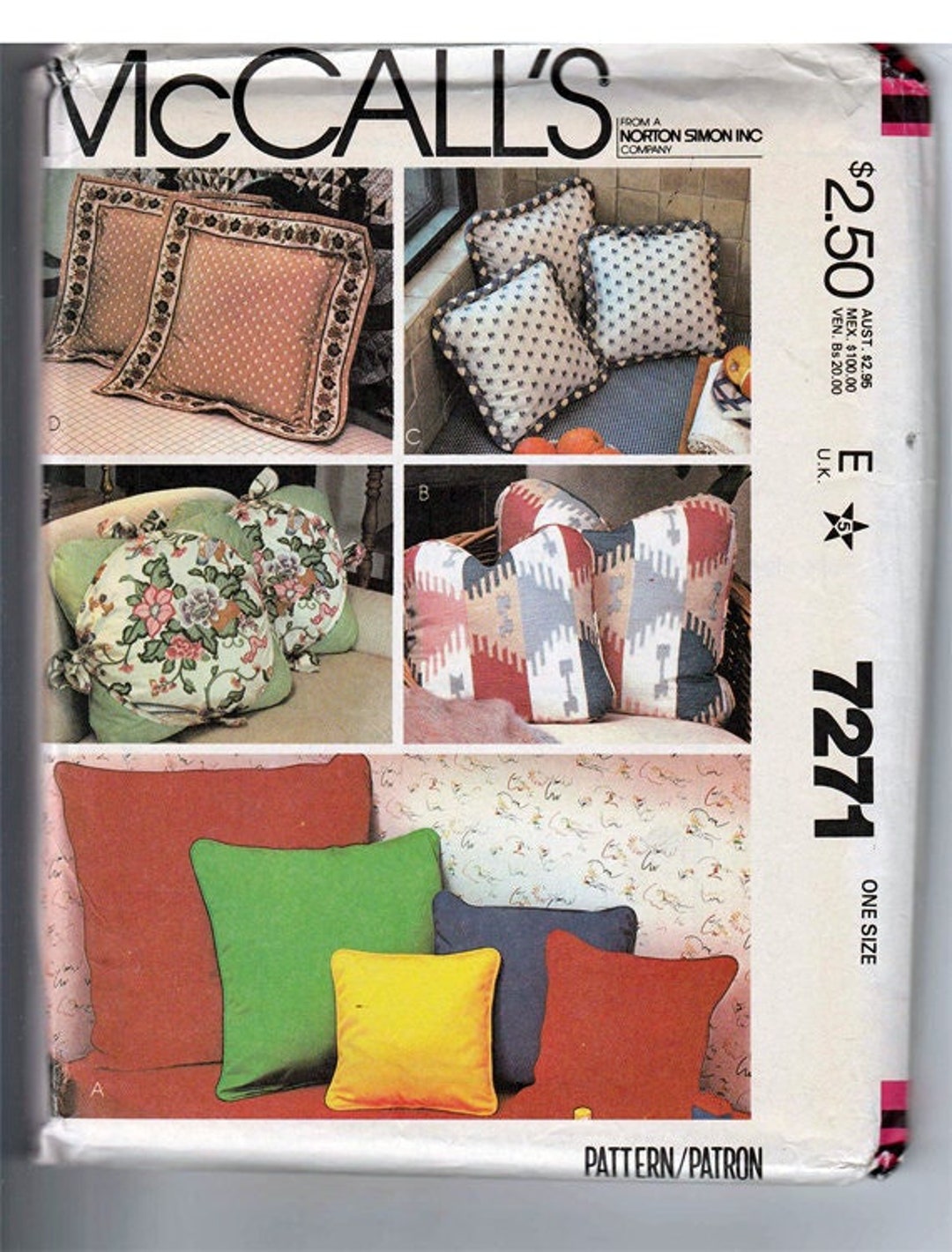 Home Decorating Pillows / Original Mccall's Uncut Sewing Pattern 7271 ...