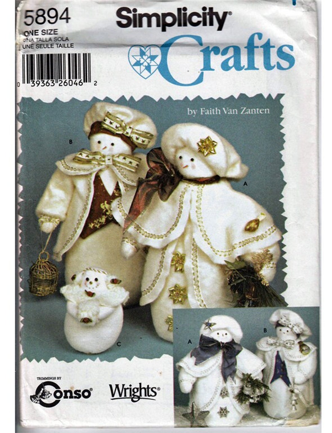 Snow People Family / Original Simplicity Crafts Uncut Sewing Pattern ...