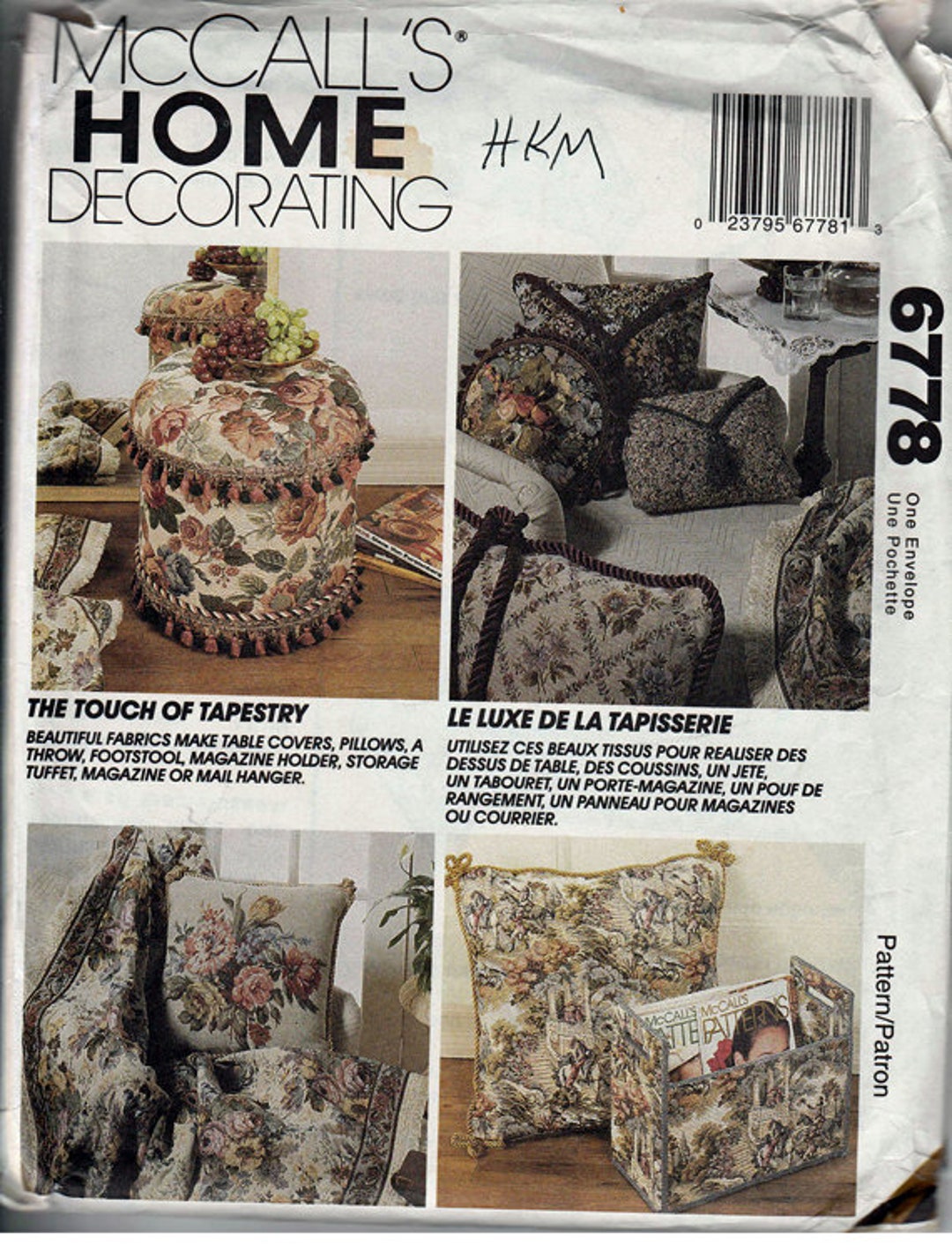 The Touch of Tapestry / Original Mccall's Home Decorating Uncut Sewing ...