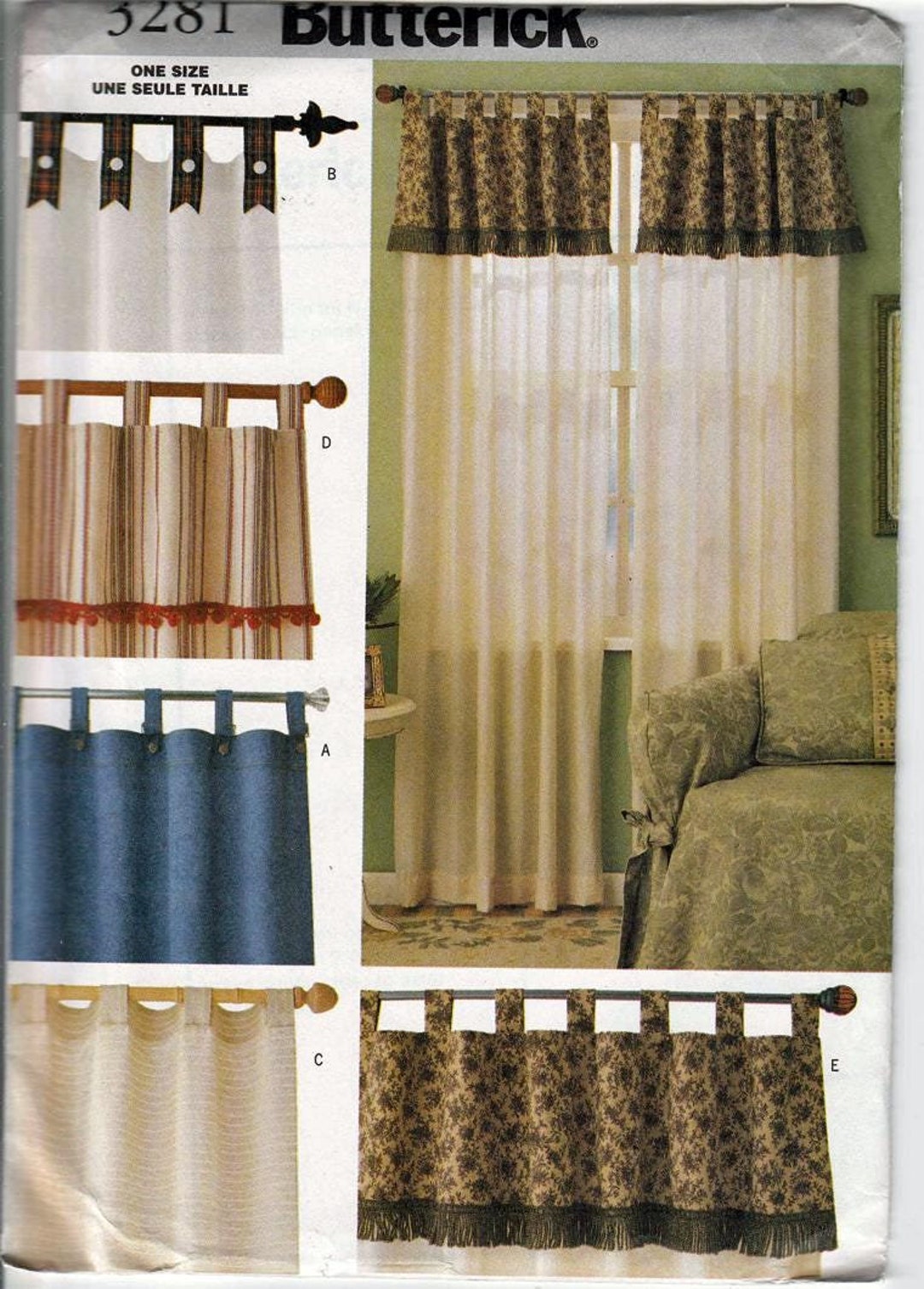 Tab Top Curtains / Original Butterick Home Uncut Sewing Pattern 3281 - Etsy