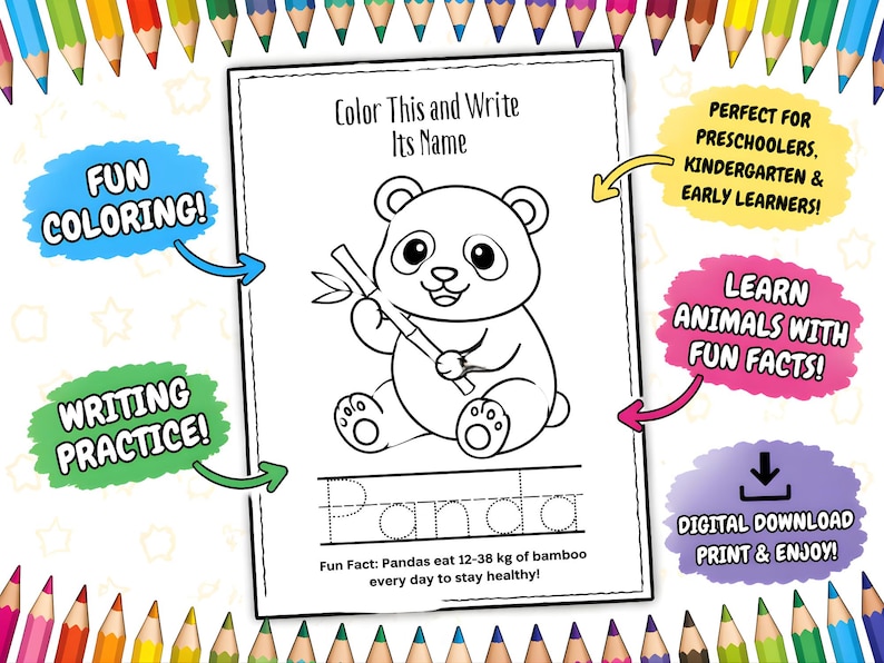 Color and Learn: Animals, Birds & Sea Animals Coloring Book With Fun ...
