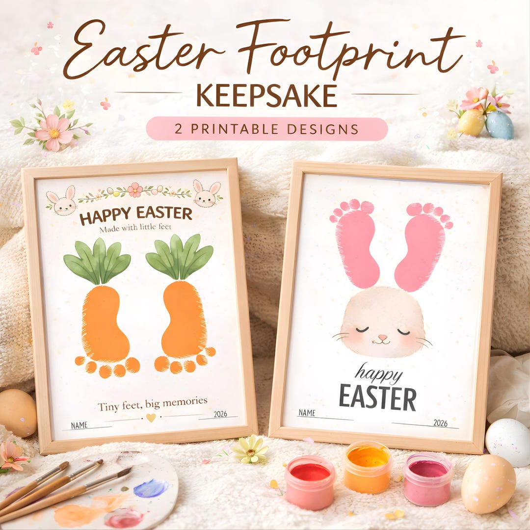 Easter Footprint Keepsake Craft | Bunny Carrot Activity for Kids ...