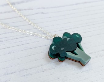 Broccoli Charm Necklace Miniature Broccoli Necklace Food - Etsy