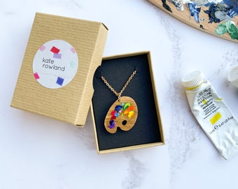 Wooden Artists Paint Palette Brooch - Etsy