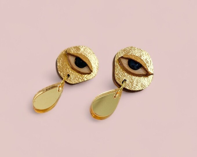Oracle Gold Stud Earrings - Etsy