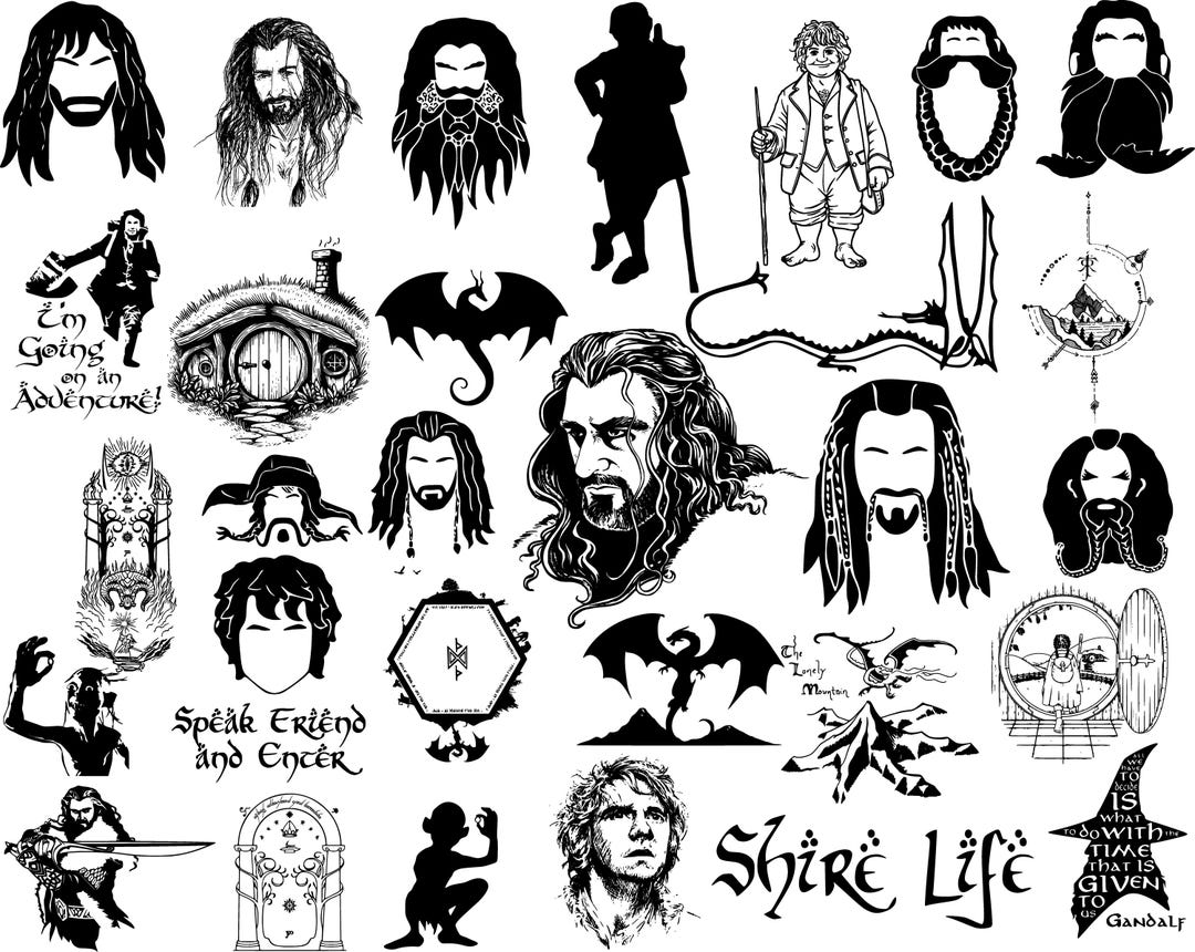 The Hobbit SVG Bundle | 31 Files – Bilbo, Smaug, Dwarves & Middle-earth ...