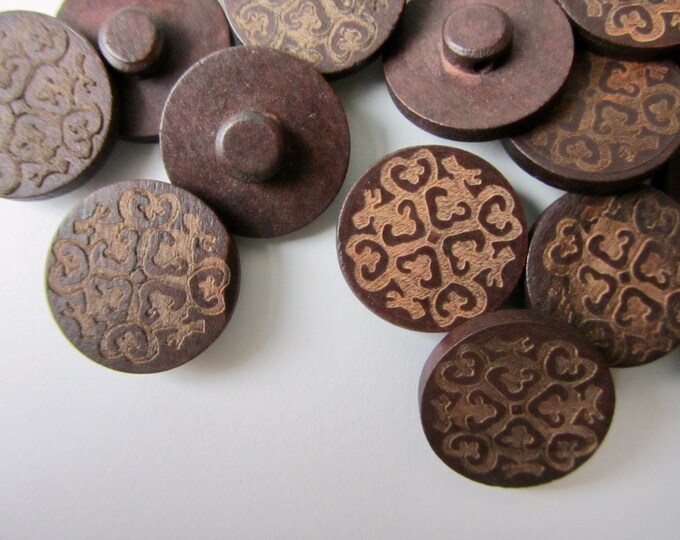 Tribal Carving Brown Wooden Buttons 20 Mm Set of 12 Buttons Nr. 102 - Etsy