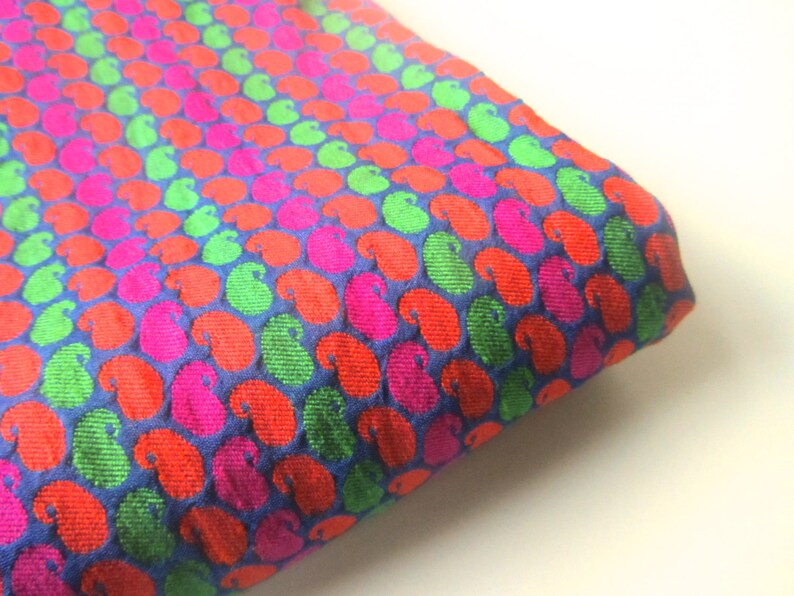 Pink orange green neon velvet paisley silk brocade India silk | Etsy
