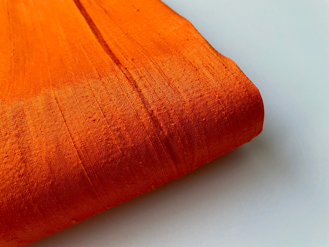 Carrot Orange Raw Silk Wedding Bridal Peace Shantung Silk Fabric Number ...