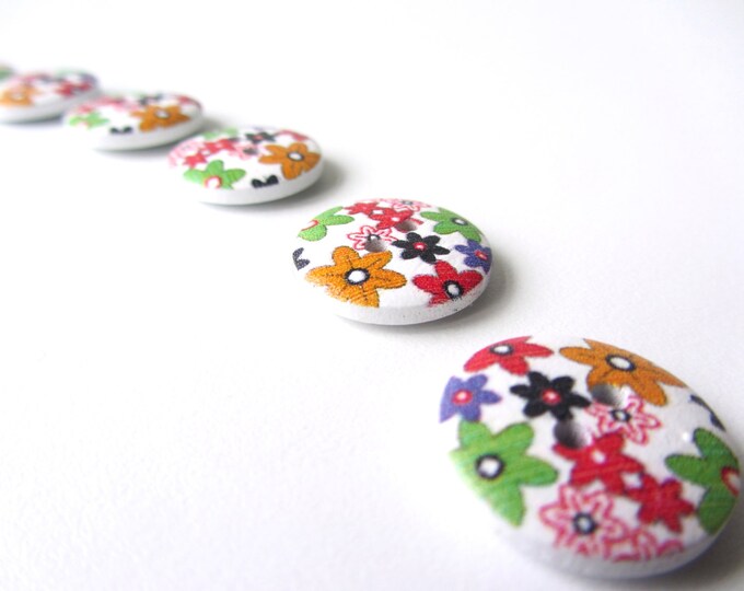 Flowers Buttons Happy Spring 18 Mm Set of Ten Buttons Nr. 31 - Etsy
