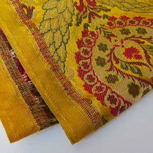 Yellow Ochre Pink Green Bouquets Heavy Indian Silk Brocade Fabric Nr 1-142 - Etsy