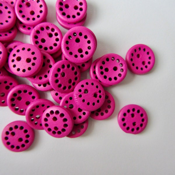 Pink Wooden Buttons - Etsy