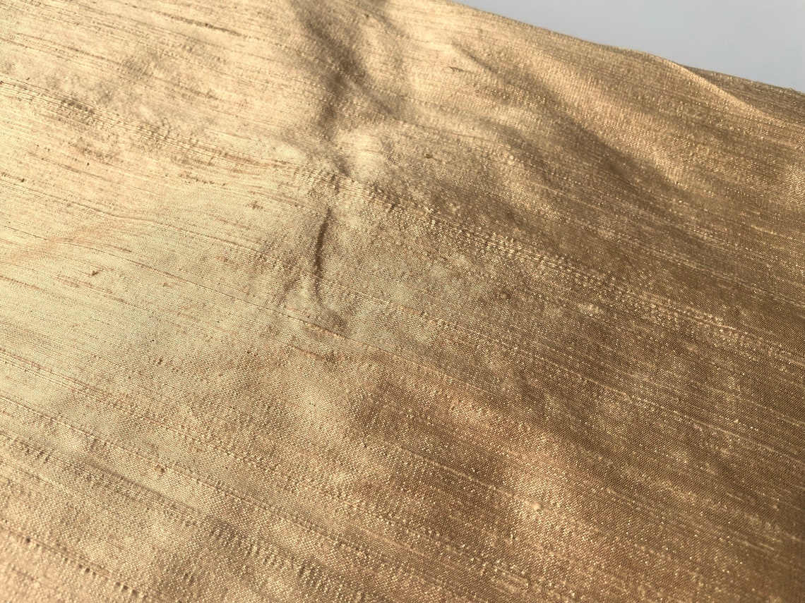 Beige Gold Shantung Raw Silk Fabric: Bridal Wedding Dress Material Nr ...