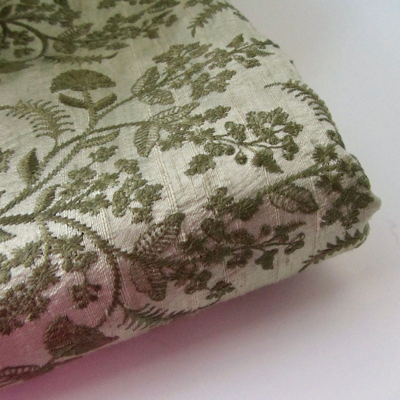 Embroidered Silk Fabric - Etsy