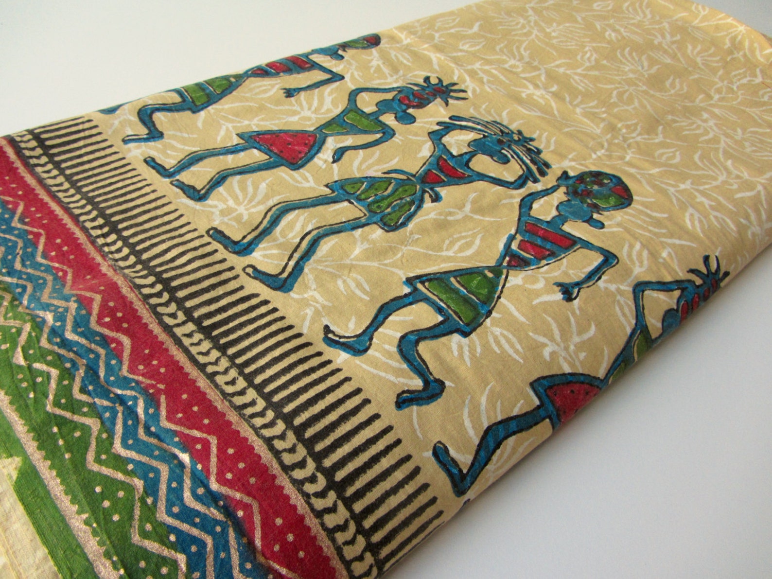 Beige Tribal Block Printed Cotton INDIA - for 1/2 Yard - Fabric Nr 665 ...