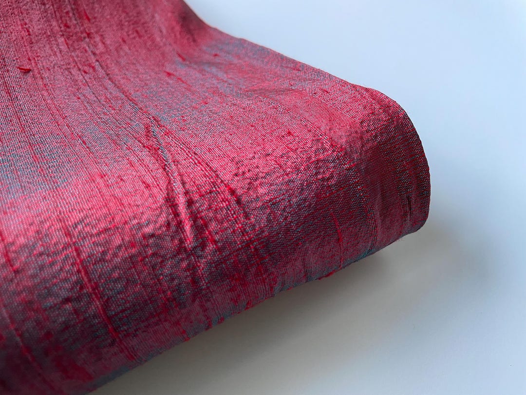 Dark Red Shantung Raw Silk Fabric - Wedding & Craft Material Nr. 1-165 ...