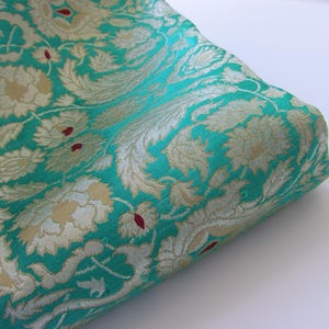 Teal Green Kinkhab Indian Silk Rocade Fabric Nr 1-173 - Etsy