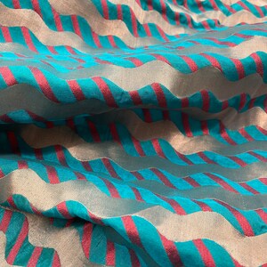 Sea Blue Gold Waves Red Silk Brocade India for 1/4 Yard Fat Quarter ...