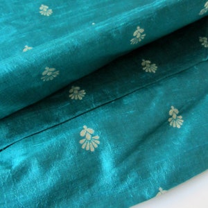 Green Sea Blue Gold Flower Raw Silk Brocade Indian Fabric Nr 1-112- 1/4 ...