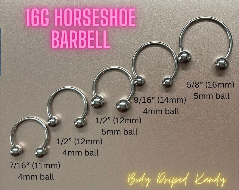 16G Basic Horseshoe Circular Barbell - Etsy