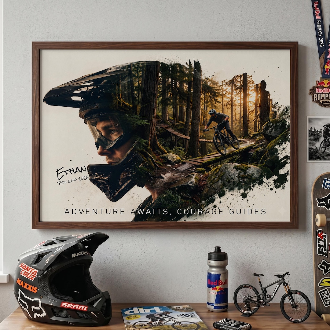 Custom Mountain Bike Rider Poster | Personalized Gift for Teen Son - Etsy