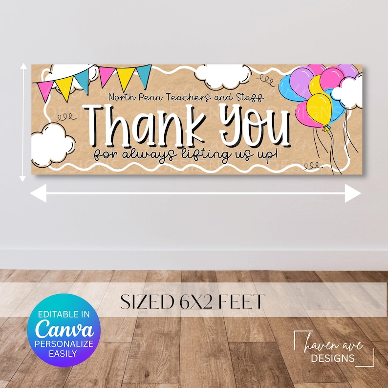 Editable Teacher Appreciation Banner, Thank You Staff Decor (digital ...