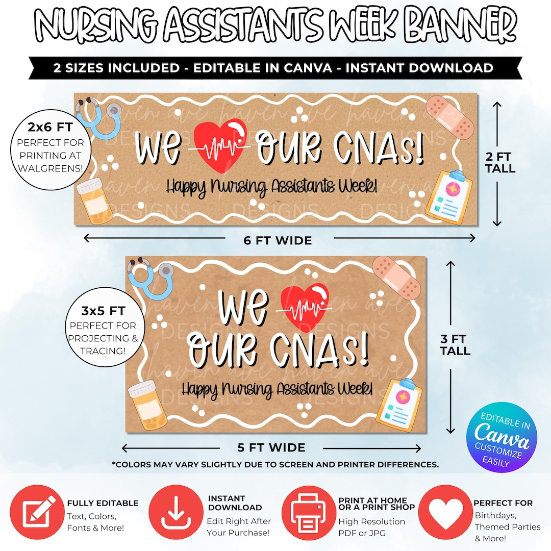 CNA Appreciation Banner | Nursing Assistants Week Decor | Editable ...