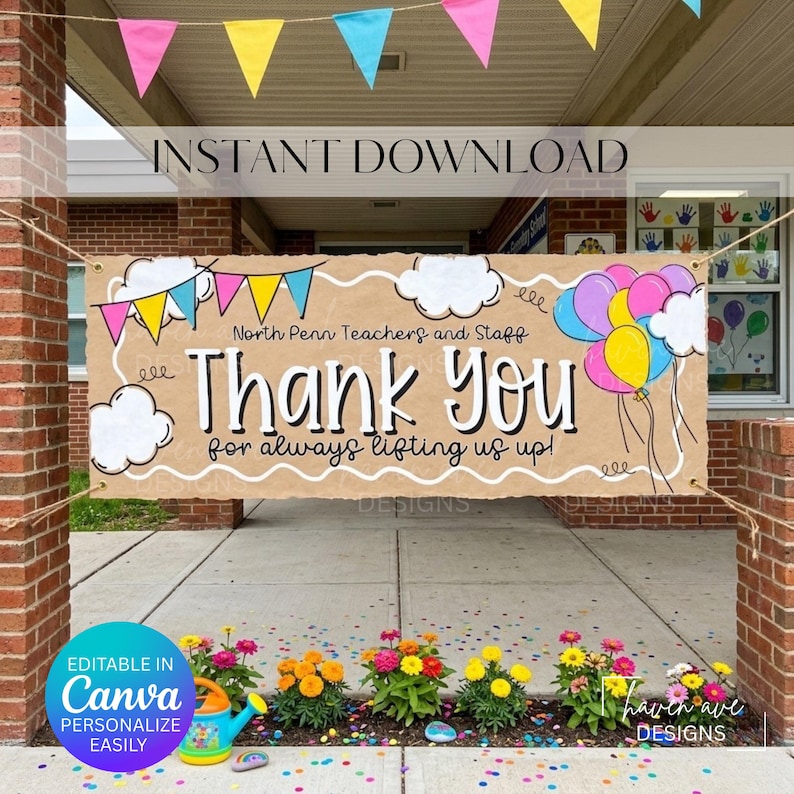 Editable Teacher Appreciation Banner, Thank You Staff Decor (digital ...