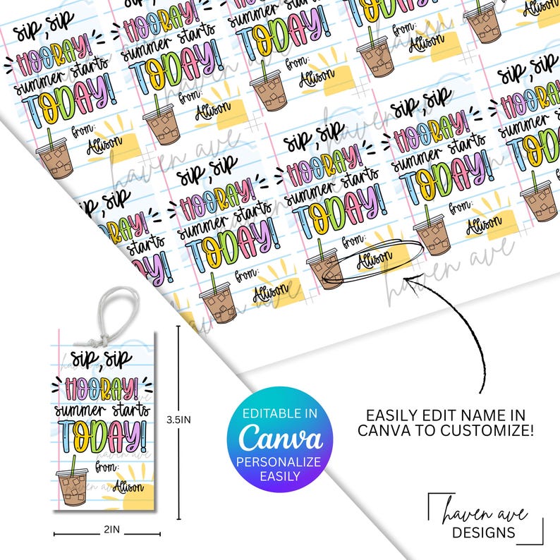 Summer Starts Today Gift Tag | Editable Teacher Appreciation Coffee Tag ...