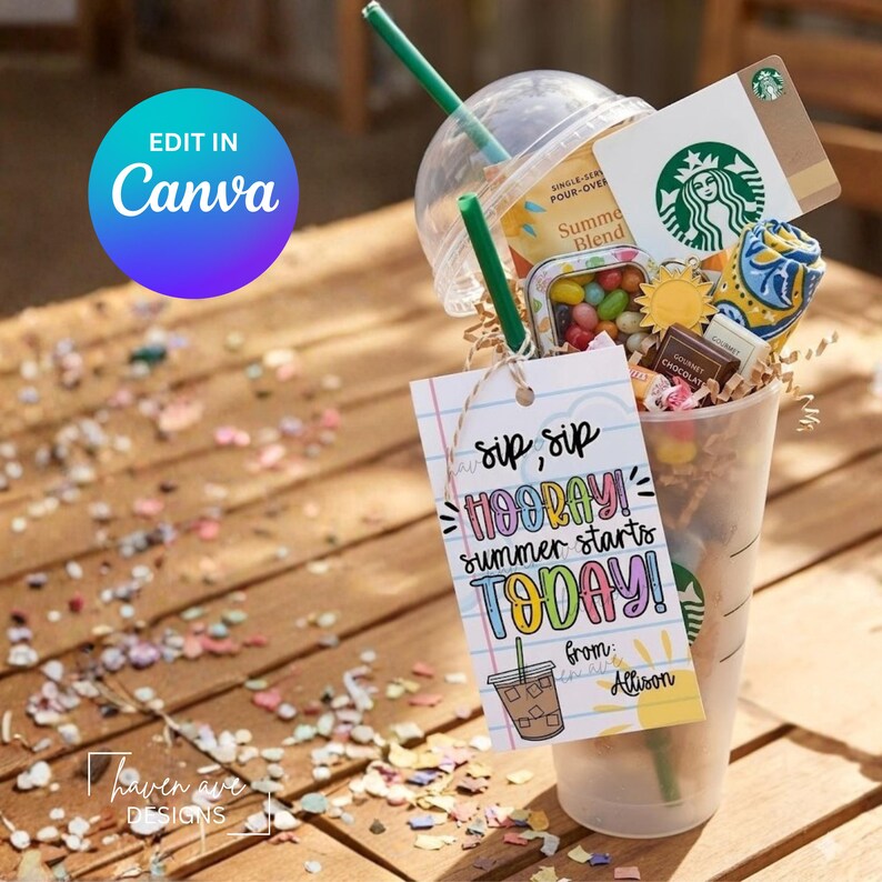 Summer Starts Today Gift Tag | Editable Teacher Appreciation Coffee Tag ...