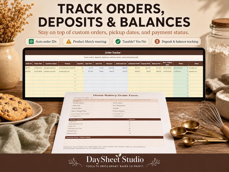 Home Bakery Pricing Calculator | Recipe Cost Spreadsheet (excel, Google ...