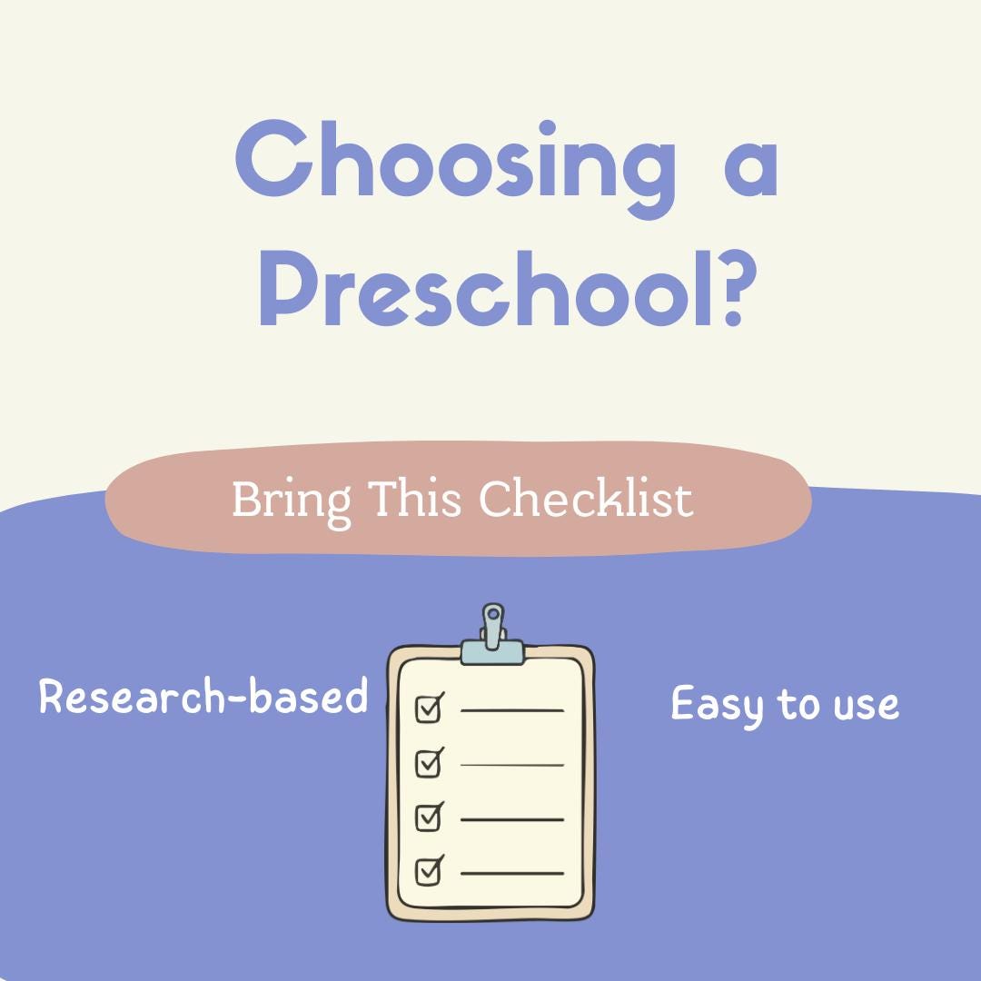 Preschool Checklist for Parents | Daycare Tour Comparison | Pre-k ...