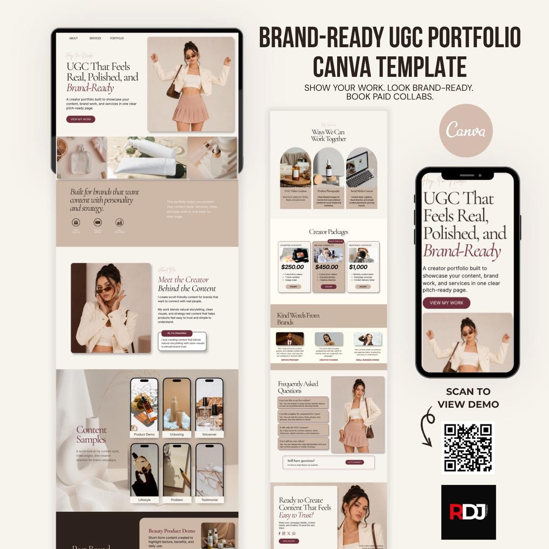 UGC Portfolio Canva Website Template, Content Creator Media Kit, Brand ...