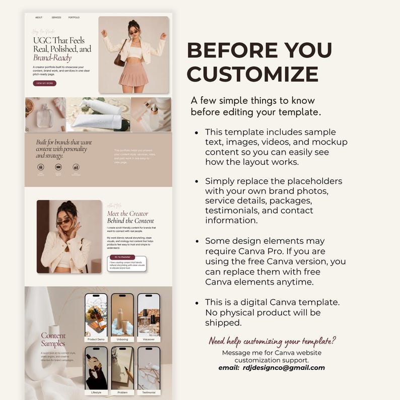 UGC Portfolio Canva Website Template, Content Creator Media Kit, Brand ...