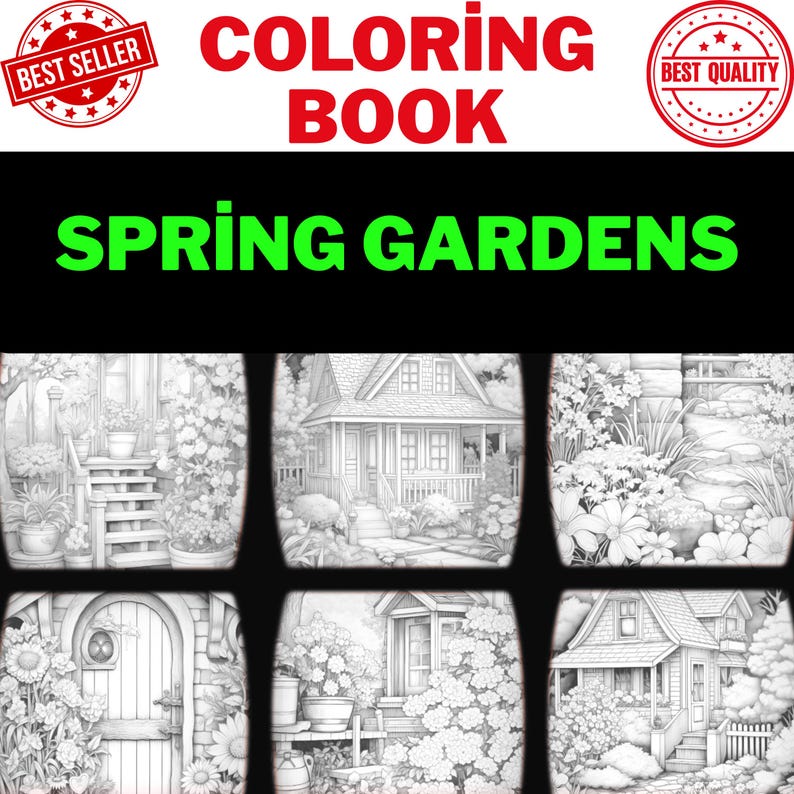 Coloring Book Spring Garden, Adult Coloring Pages Digital Download ...