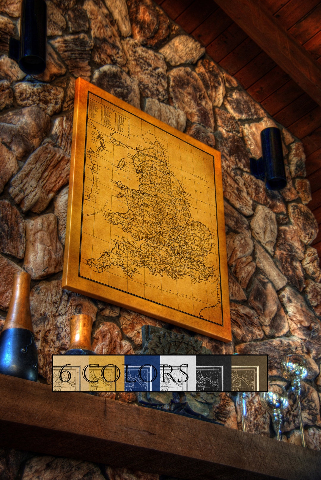 Old Wall Map of England on Paper or Canvas! Ready to Hang Canvas ...