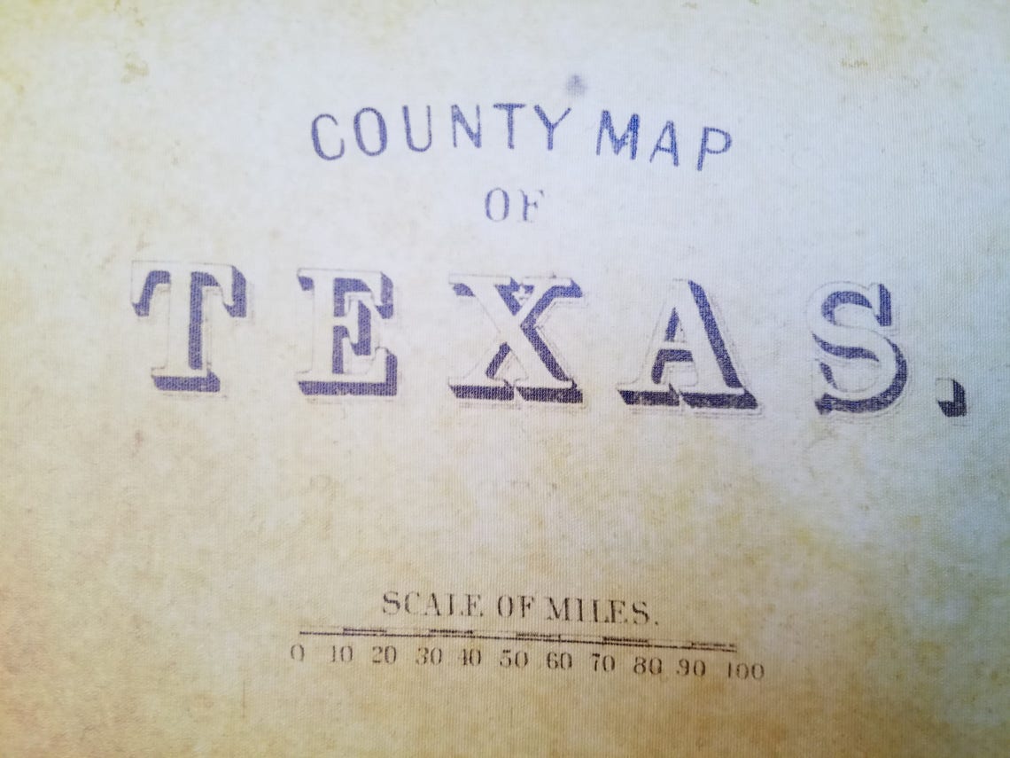 Large Vintage Map of Texas, Ready to Hang Canvas Gallery Wrap or Rolled ...