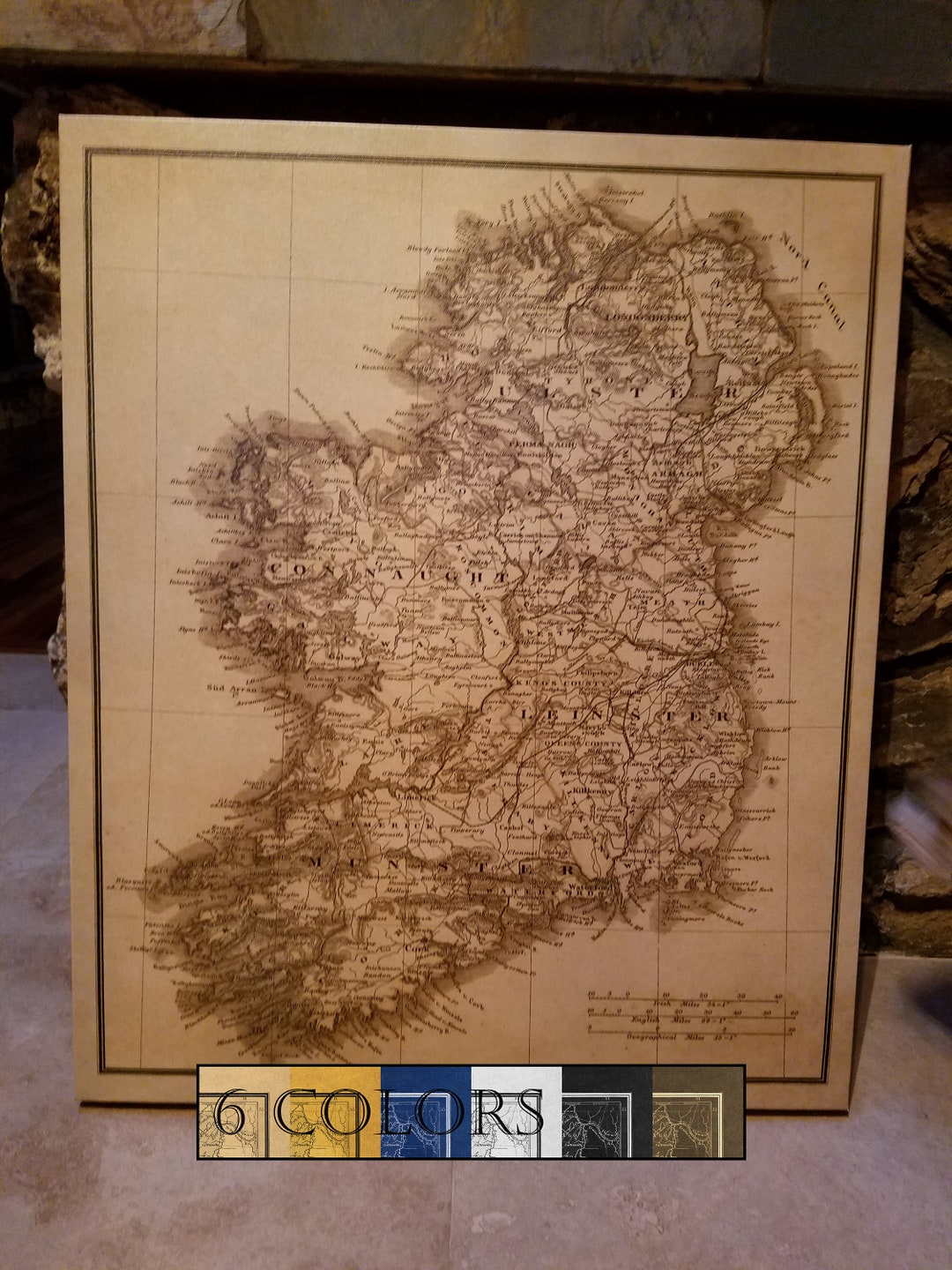 Old Map of Ireland on Paper or Canvas, Ready to Hang Canvas Gallery ...