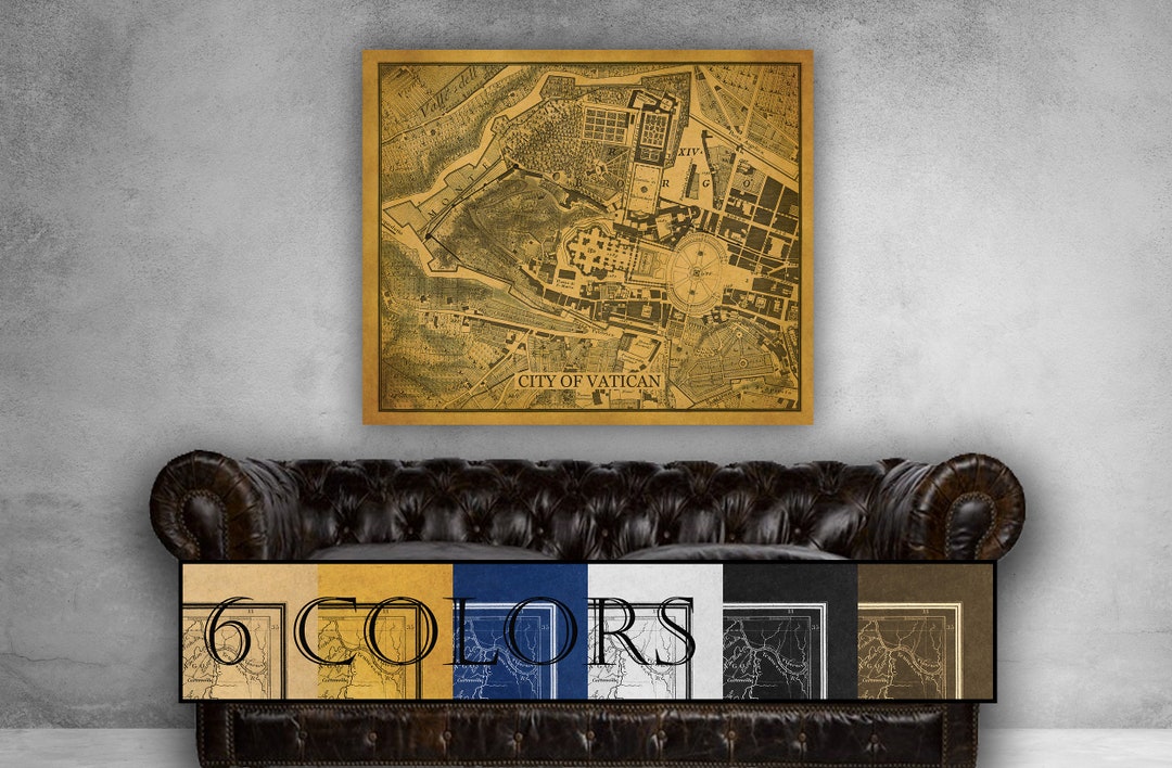 Old Map of Vatican City on Paper or Canvas! Ready to Hang Canvas ...