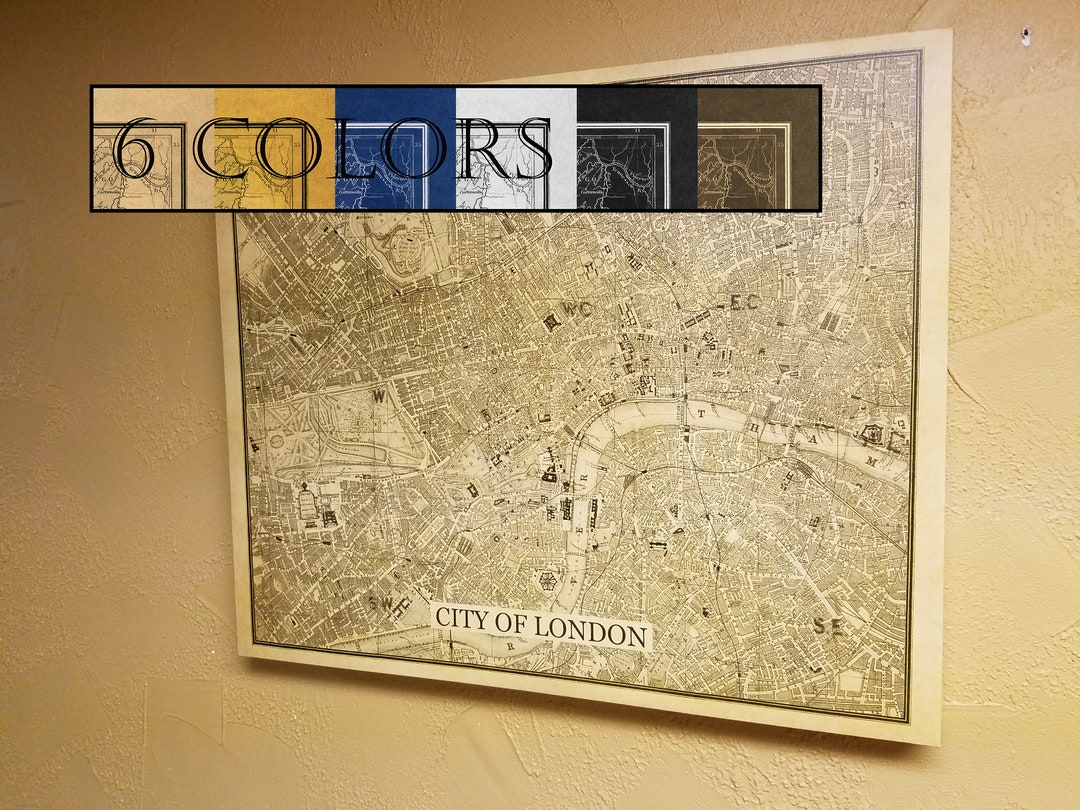 Large Old Map of London on Paper and Canvas, Ready to Hang Canvas ...