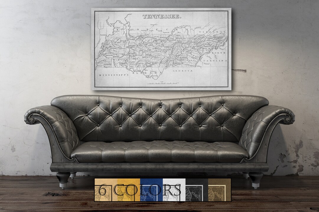 Old Map of Tennessee, Paper or Canvas, Ready to Hang Canvas Gallery ...