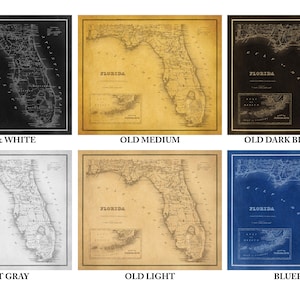Old Map of Florida, Large Map Paper or Canvas, Ready to Hang Canvas ...