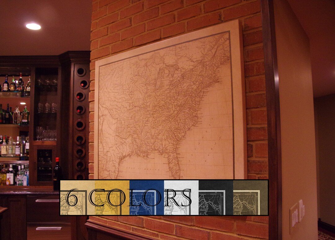 Old Wall Map of USA on Paper or Canvas, Ready to Hang Canvas Gallery ...