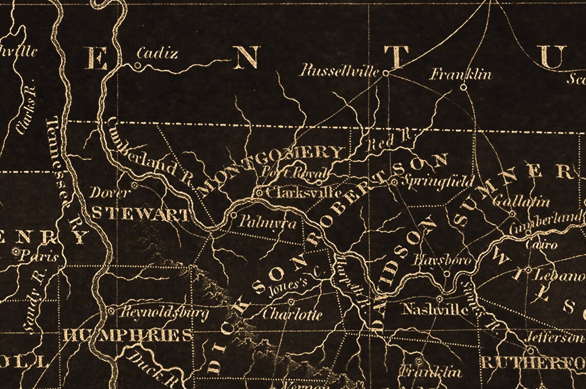 Old Map of Tennessee, Paper or Canvas, Ready to Hang Canvas Gallery ...