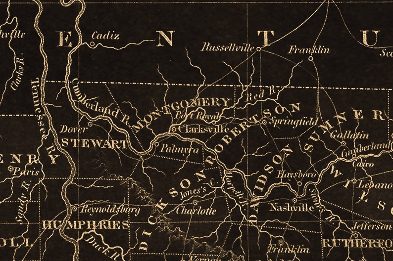 Old Map of Tennessee, Paper or Canvas, Ready to Hang Canvas Gallery ...