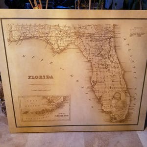 Old Map of Florida, Large Map Paper or Canvas, Ready to Hang Canvas ...