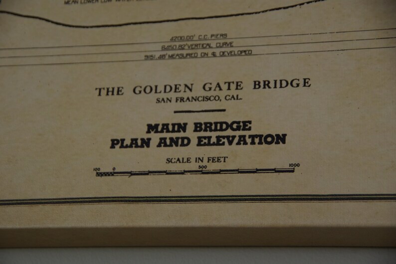 Golden Gate Bridge Plan Paper or Canvas, 40"x80" Ready to Hang Canvas ...