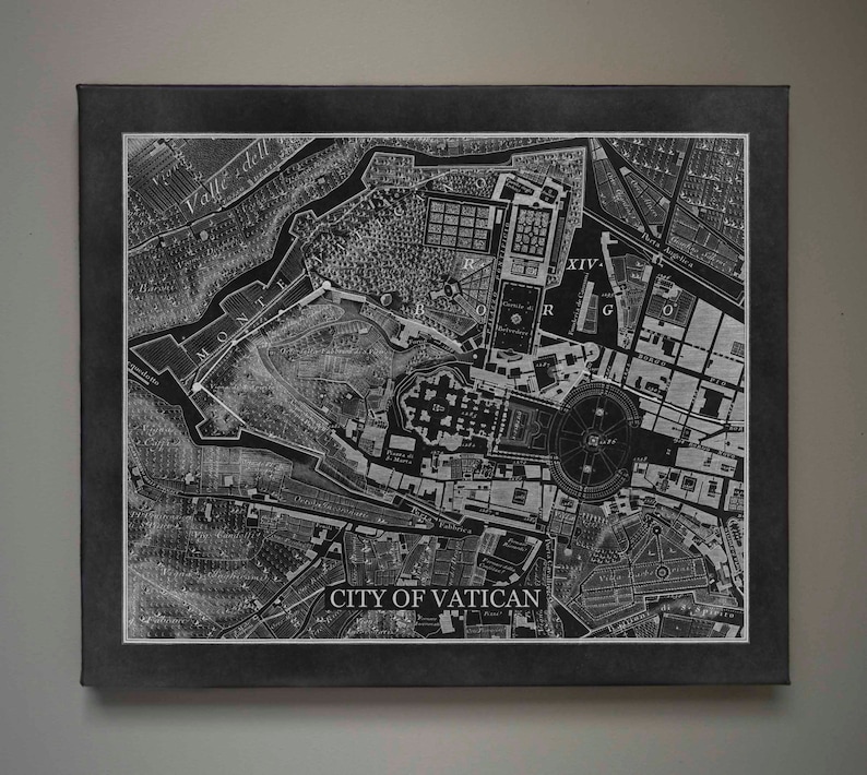 Old Map of Vatican City on Paper or Canvas! Ready to Hang Canvas ...